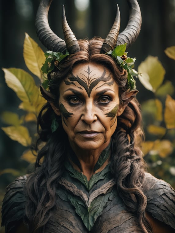 Premium Free ai Images | ultrafine portrait of an old female faun with ...