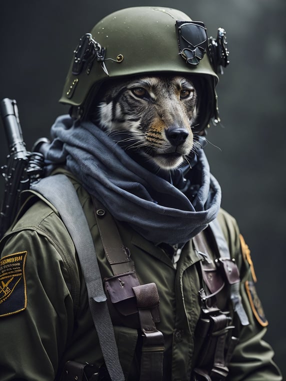 Premium Free ai Images | wild animals in military cloths wild animals ...