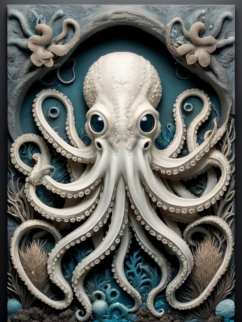 Premium Free ai Images | imagine curious octopus in bas relief its ...
