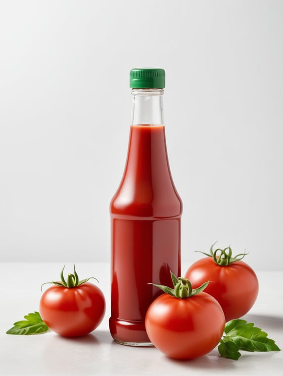 Premium Free ai Images | tomato ketchup bottle red tomato with green ...