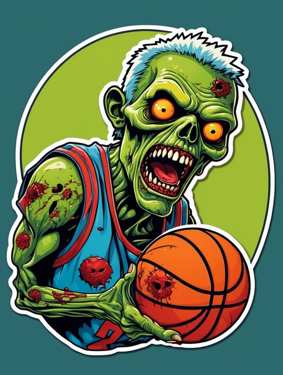 Premium Free ai Images | pop art illustration sticker zombie basketball