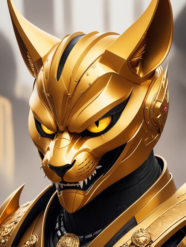 Premium Free ai Images | golden devil cyber cat make it more mystery ...