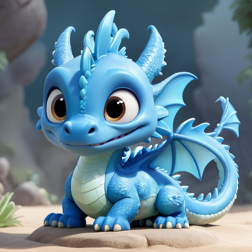 Premium Free ai Images | cute baby blue dragon