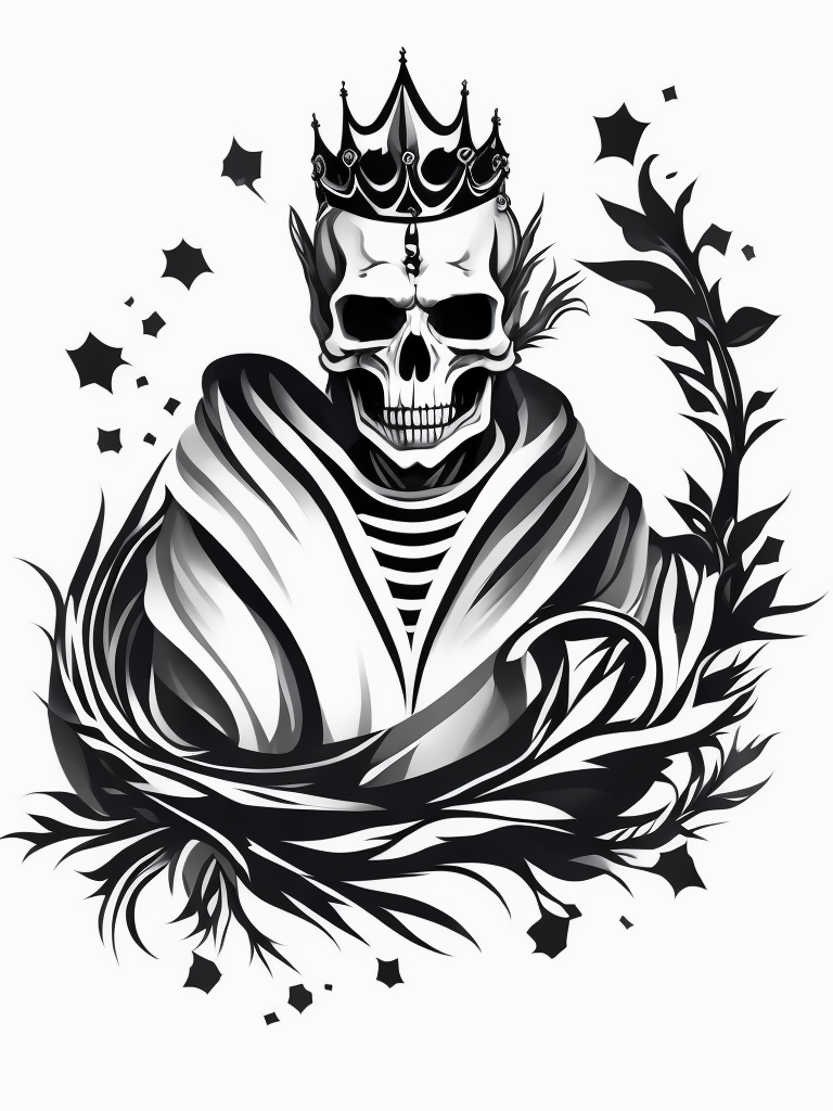 Premium Free ai Images | vector art of queen skeleton tattoo white ...