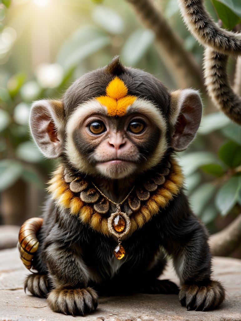 Premium Free ai Images | cute fluffy monkey happy amber eyes scorpion ...