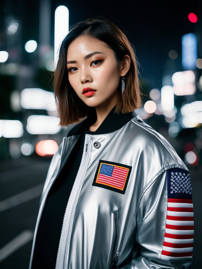 Premium Free ai Images | silver kith jacket american flag patch ...