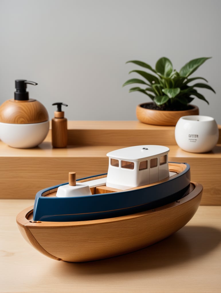 Premium Free ai Images | bath toy chubby boat designed by dieter rams ...