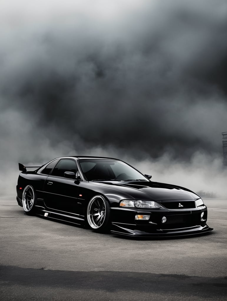 Premium Free ai Images | slammed and lowered mitsubishi gt black car ...