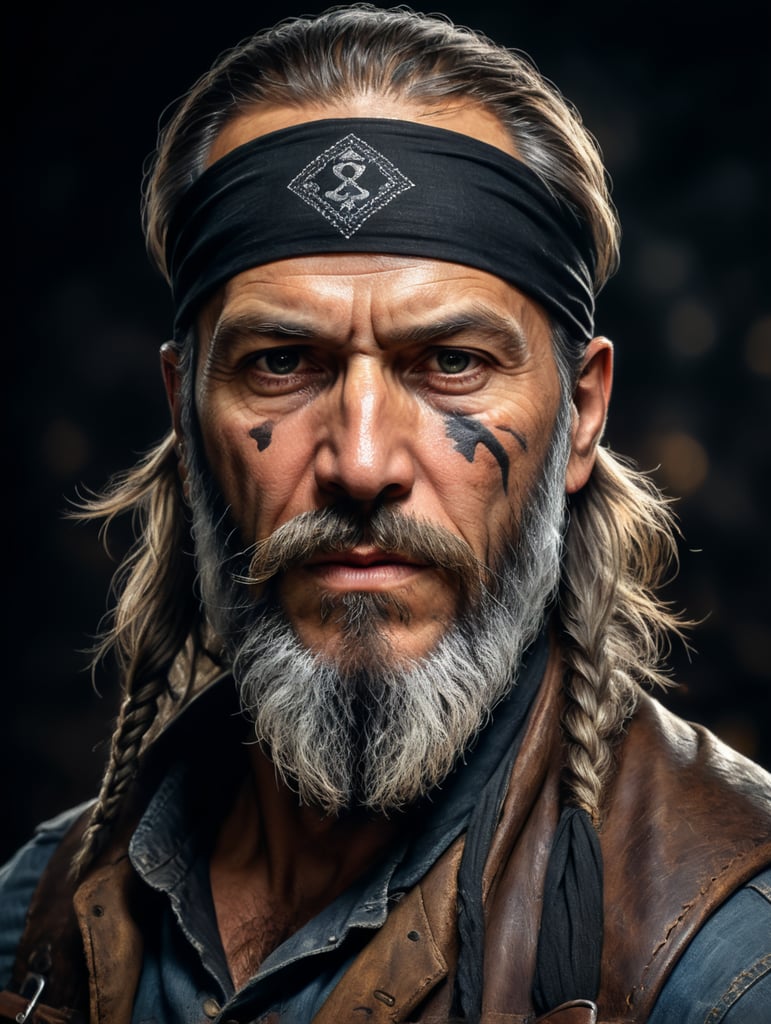 Premium Free ai Images | portrait old american bandit with long beard ...
