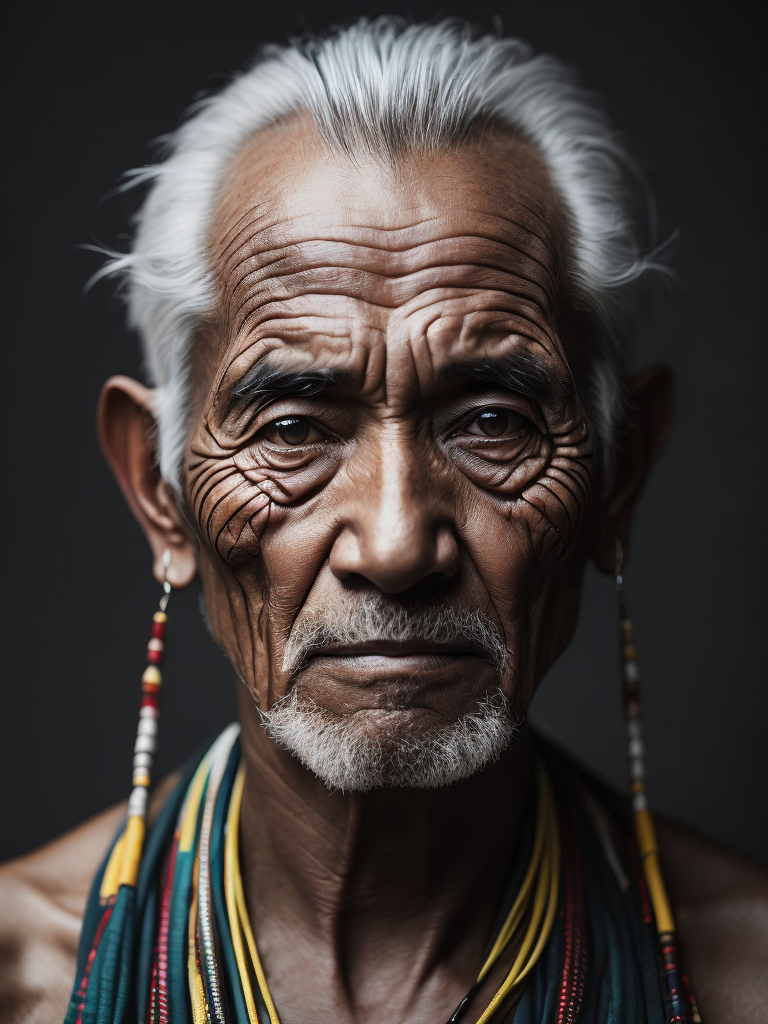 Lumenor AI Image Generation - portrait of tribal elder with face tattoo ...