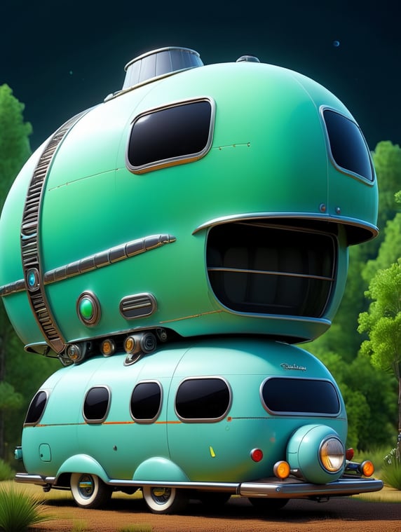 Premium Free ai Images | futuristic alien airstream camping trailers ...
