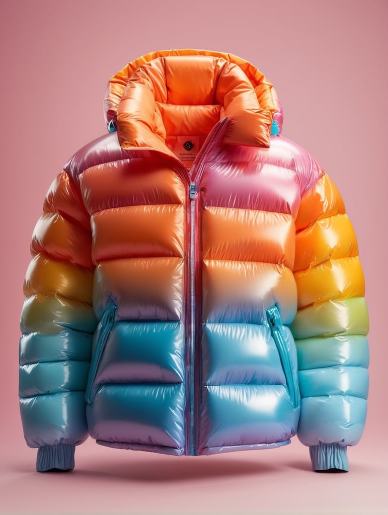Premium Free ai Images | super glossy colorful puffer jacket oversize ...