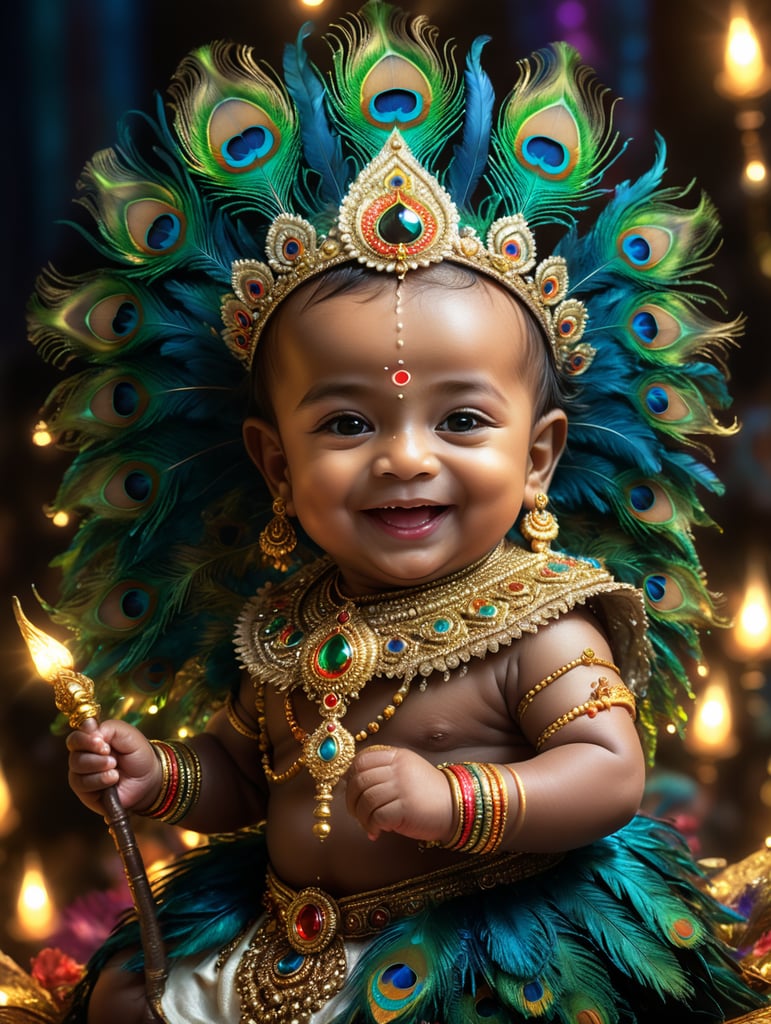 Premium Free ai Images | create cute smiling baby krishna image
