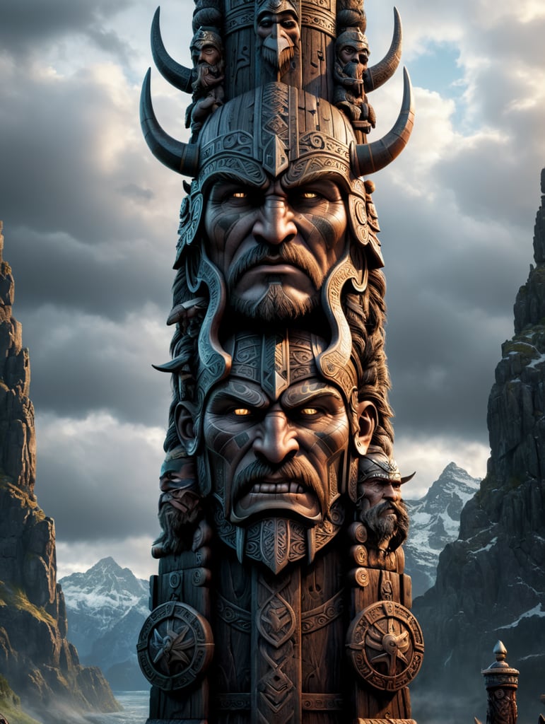 Premium Free ai Images | viking totem pole