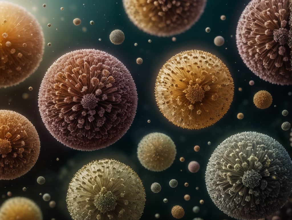 Premium Free ai Images | view of several microscopic round particles ...