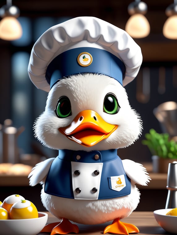 Premium Free ai Images | cute duck wearing chef uniform unreal engine ...