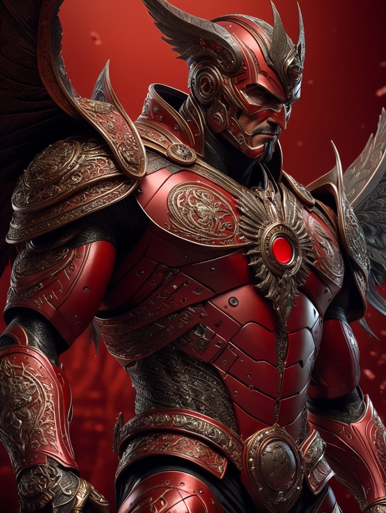 Premium Free ai Images | red background man video editing wide shot