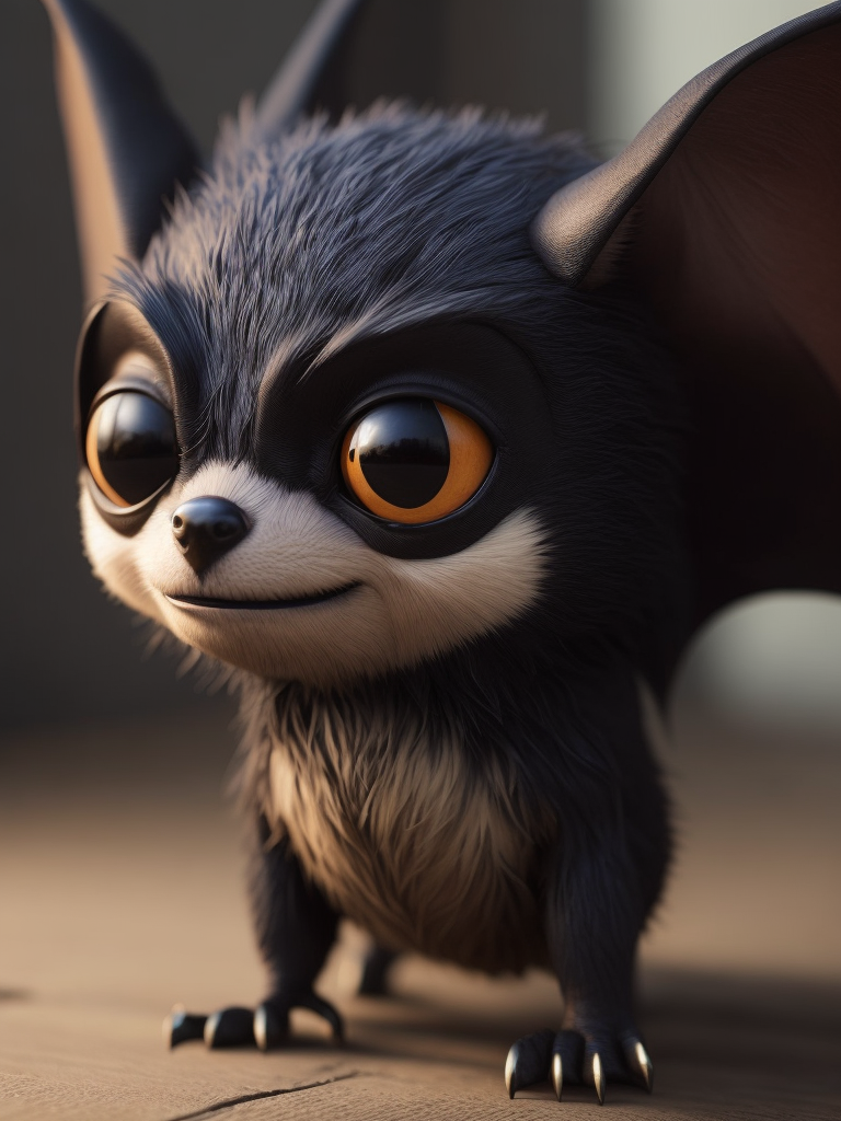 Premium Free ai Images | little bat cute pixar character digital ...