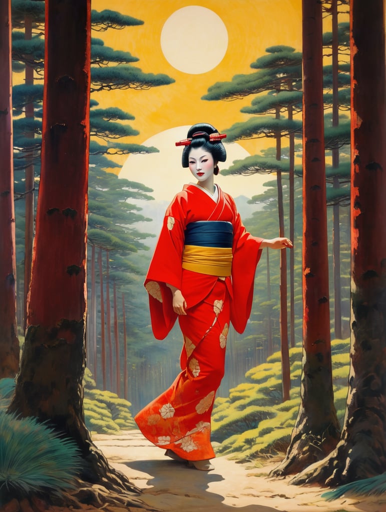 Premium Free ai Images | painting of geisha with european features ...