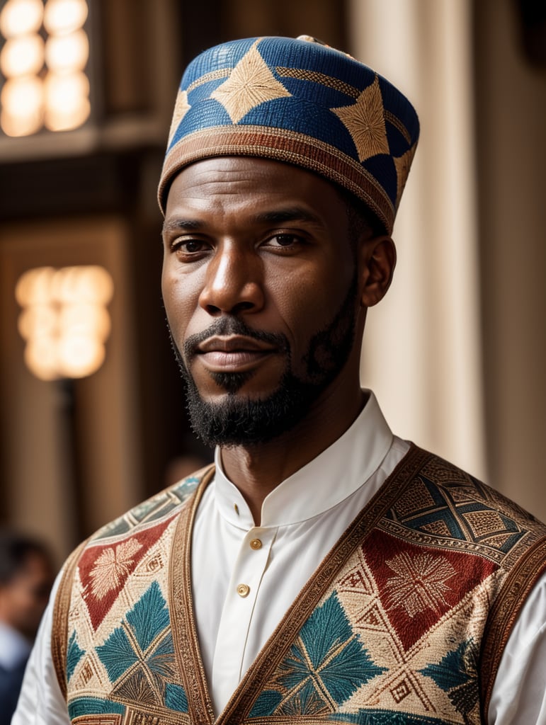 Premium Free ai Images | an african man wearing fez hat made from hand ...