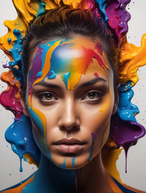 Premium Free ai Images | colorful ink cascaded the canvas forming human ...