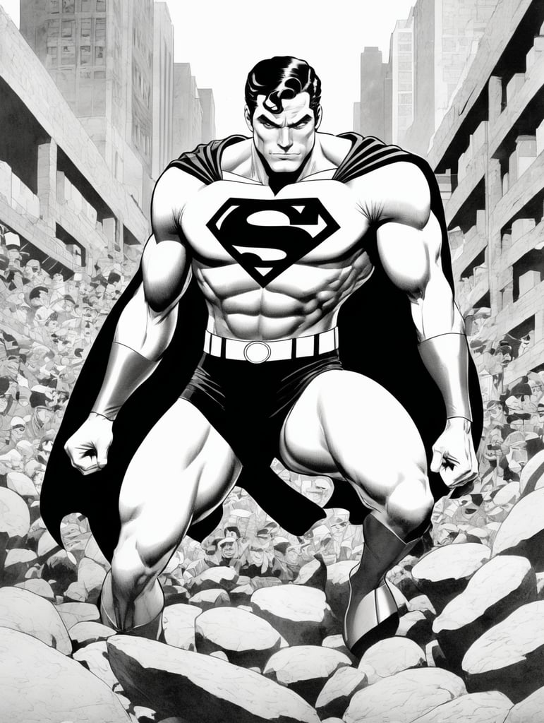 Premium Free ai Images | super man dc comics black and white usa style ...
