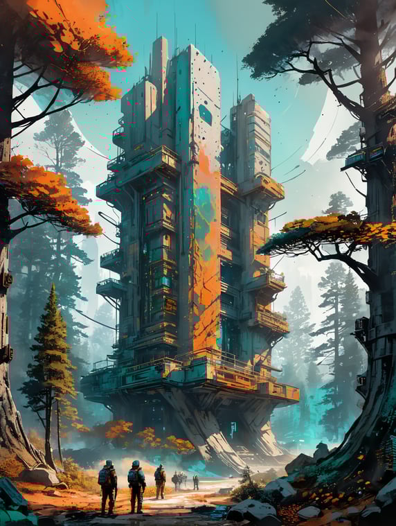 Premium Free ai Images | futuristic lab in the middle of an open forest