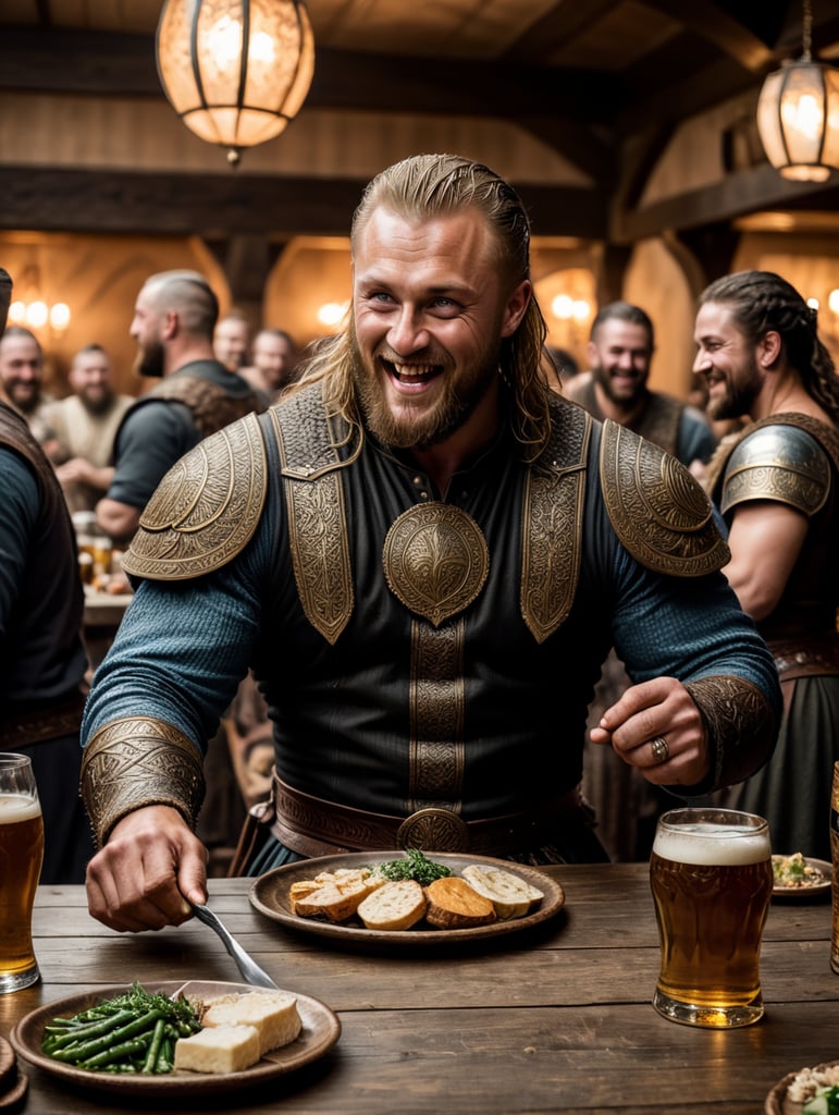 Premium Free ai Images | ragnar lothbrok having fun in valhalla with ...