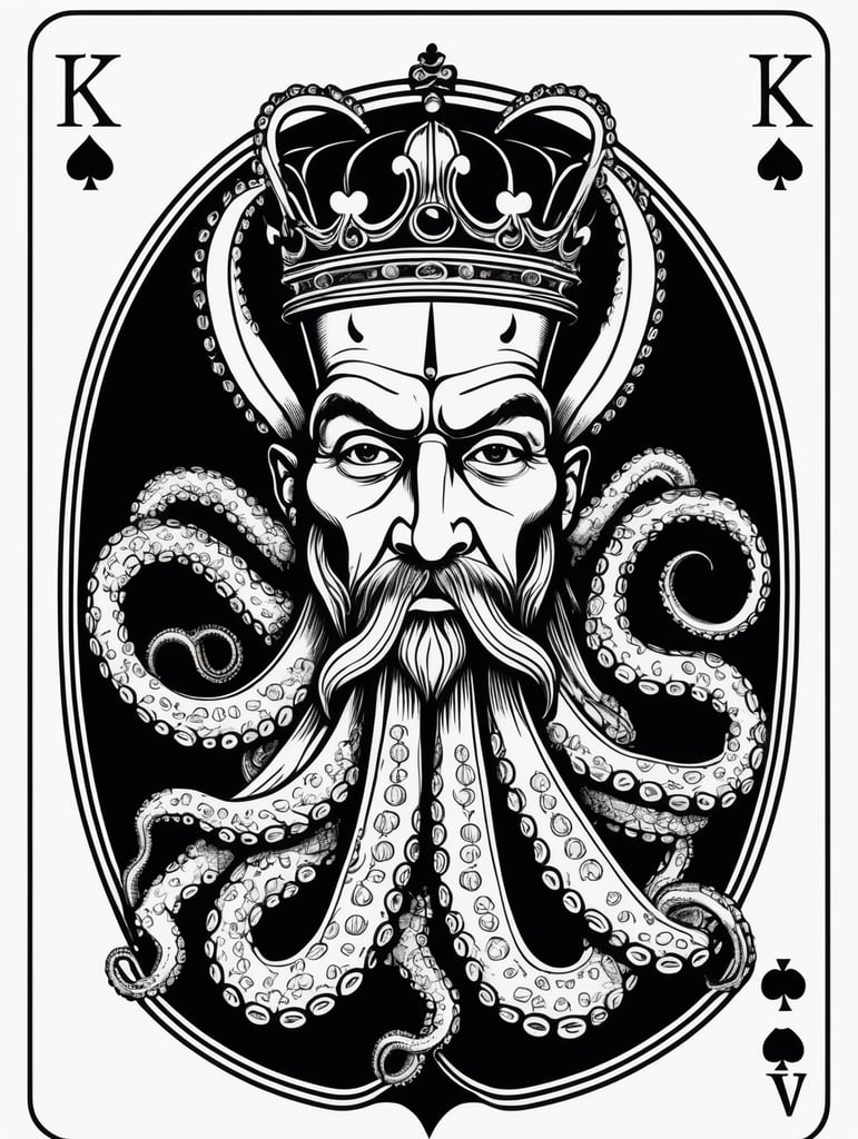 Premium Free ai Images | king octopus of clubs playing card face card ...