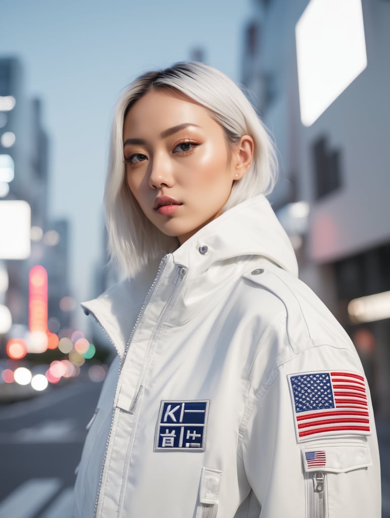 Premium Free ai Images | silver kith jacket american flag patch ...
