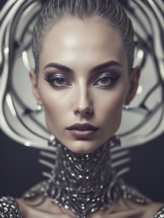 Premium Free ai Images | beautiful alien woman by hajime sorayama hedi ...