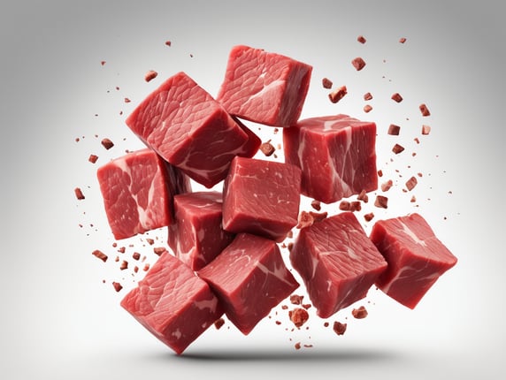 Premium Free ai Images | falling meat beef cubes isolated on ...