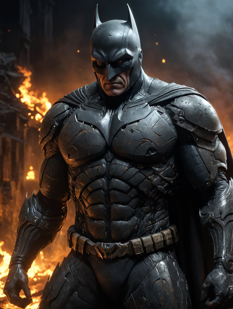 Premium Free ai Images | old batman in the future at night fire and ...