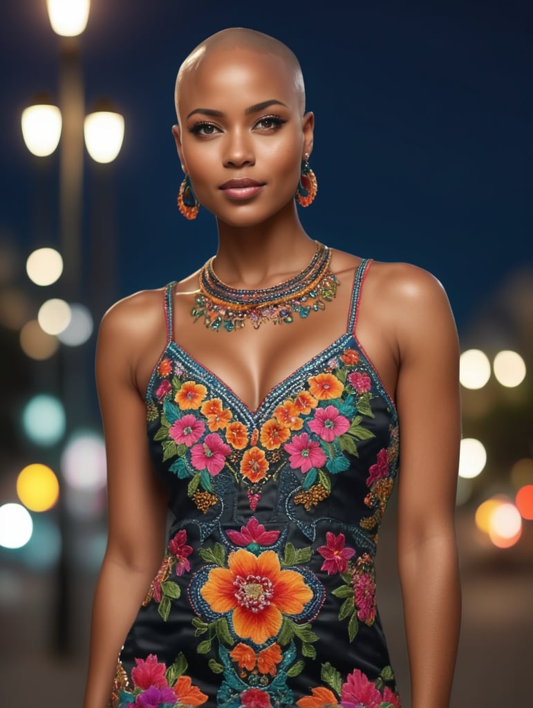 Premium Free ai Images | beautiful hot bald black woman with freckles ...