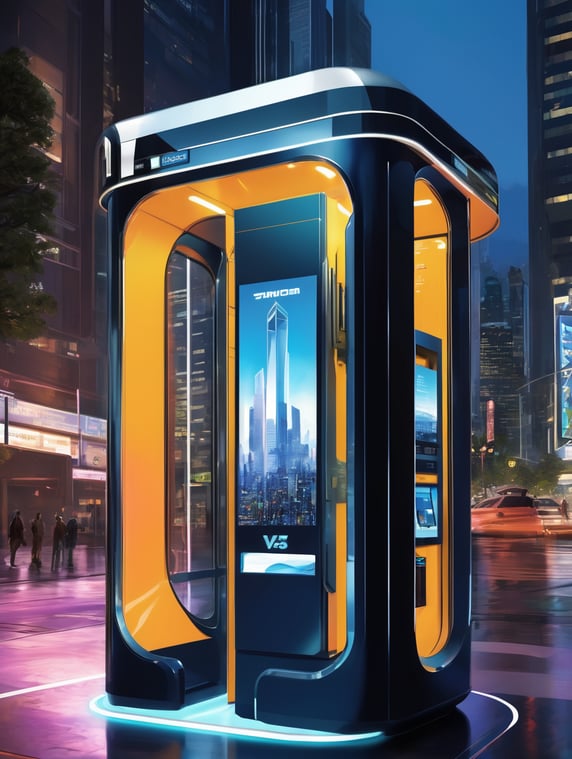 Premium Free ai Images | sleek state of the art telephone booth with ...