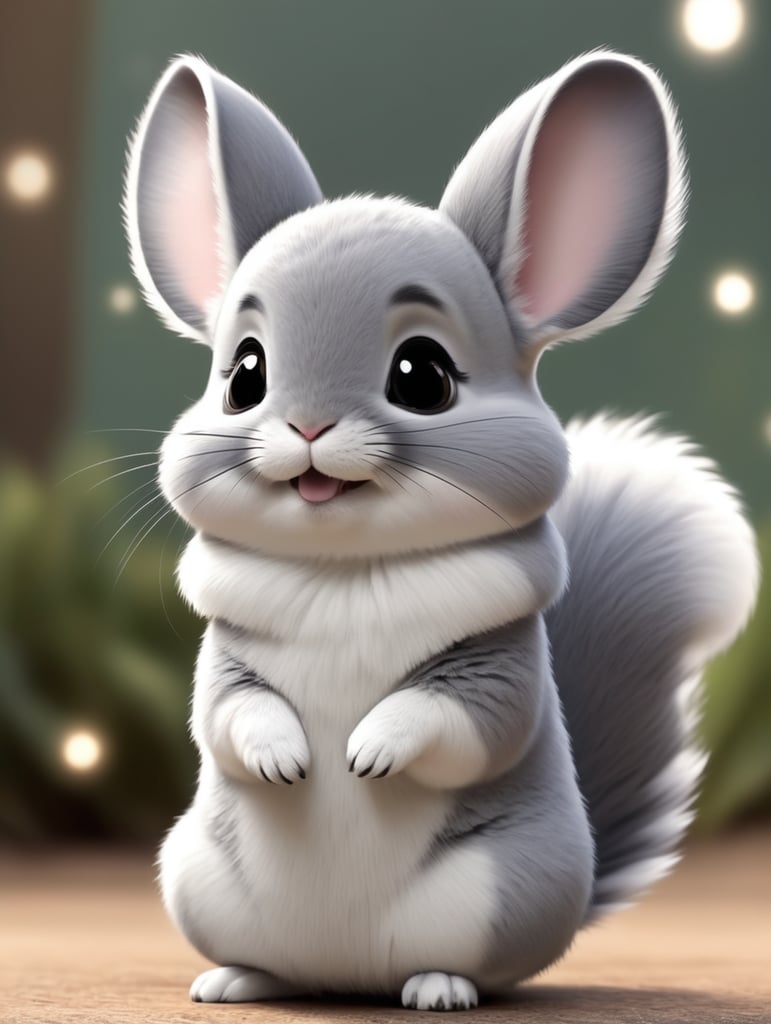 Premium Free ai Images | cute fluffy chinchilla full view chibi style ...