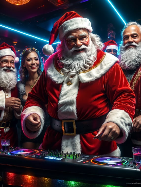 Premium Free ai Images | santa claus at nightclub party with santa dj ...