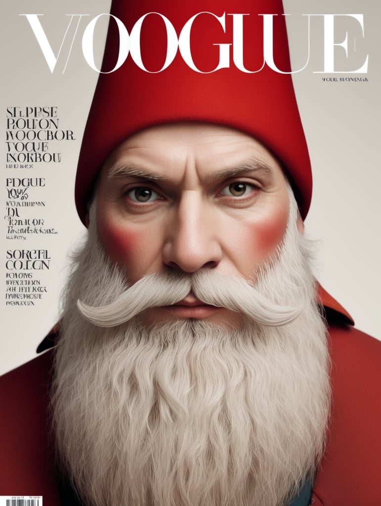 Premium Free ai Images | red gnome face on the cover of vogue