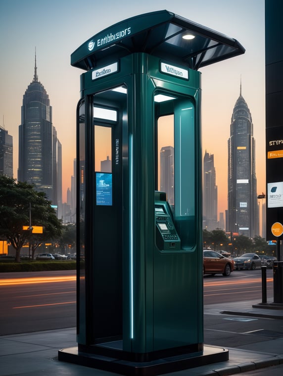 Premium Free ai Images | sleek state of the art telephone booth with ...