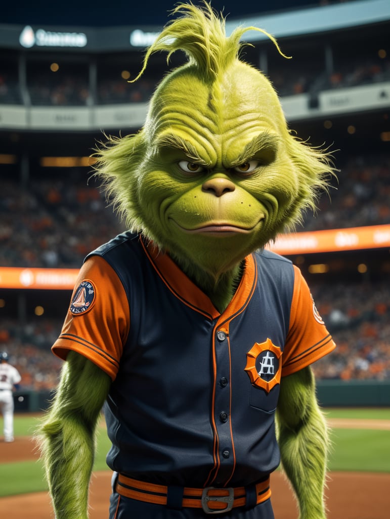 Premium Free ai Images | the grinch in houston astros uniform baseball