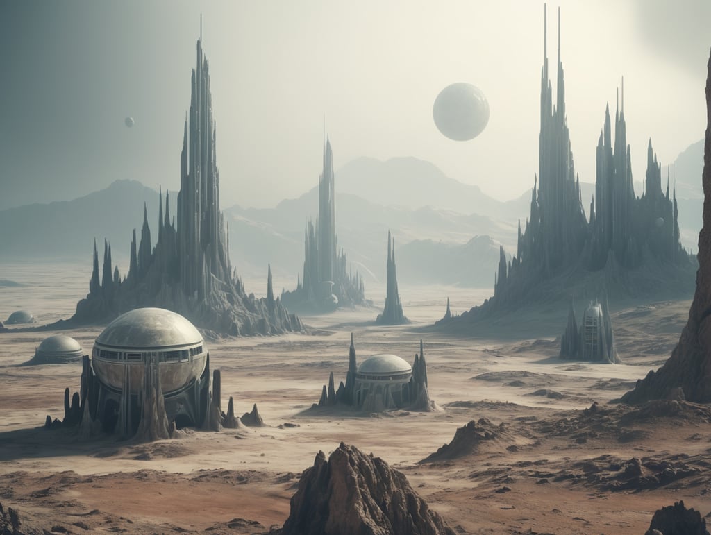 Premium Free ai Images | an abandoned alien city on planet with no ...