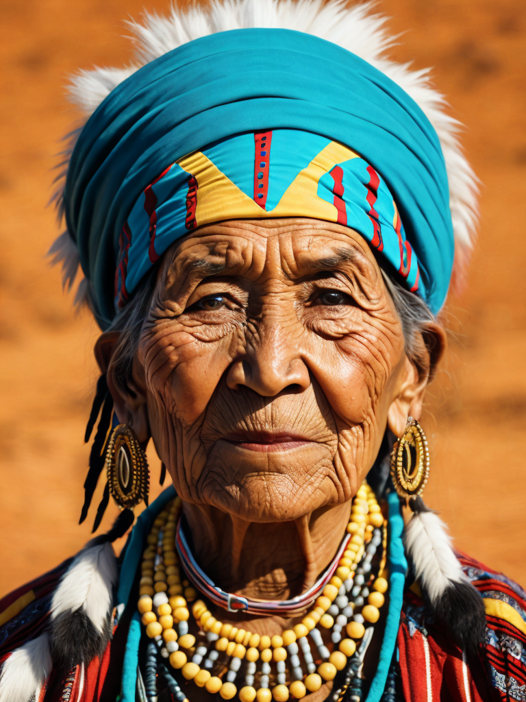 Lumenor AI Image Generation - native american old woman in national dress