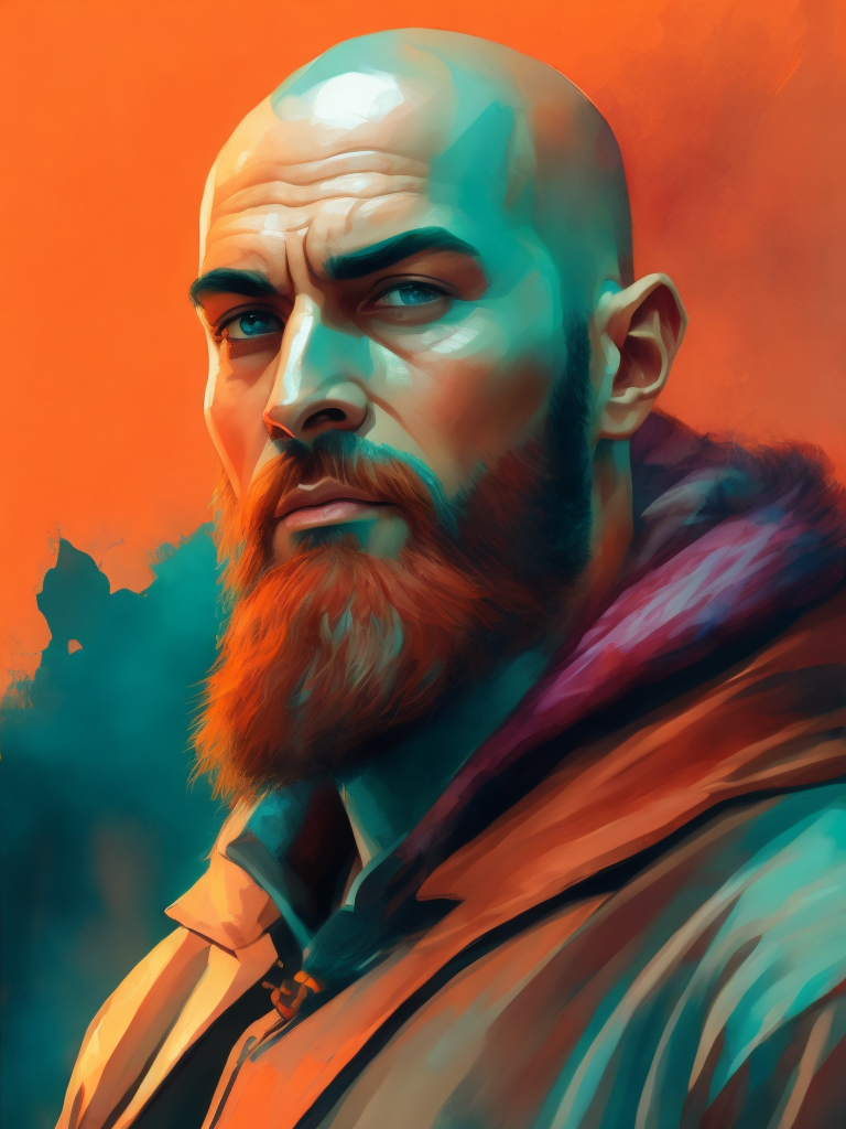 Lumenor AI Image Generation - bald man with beard in bright colors in ...
