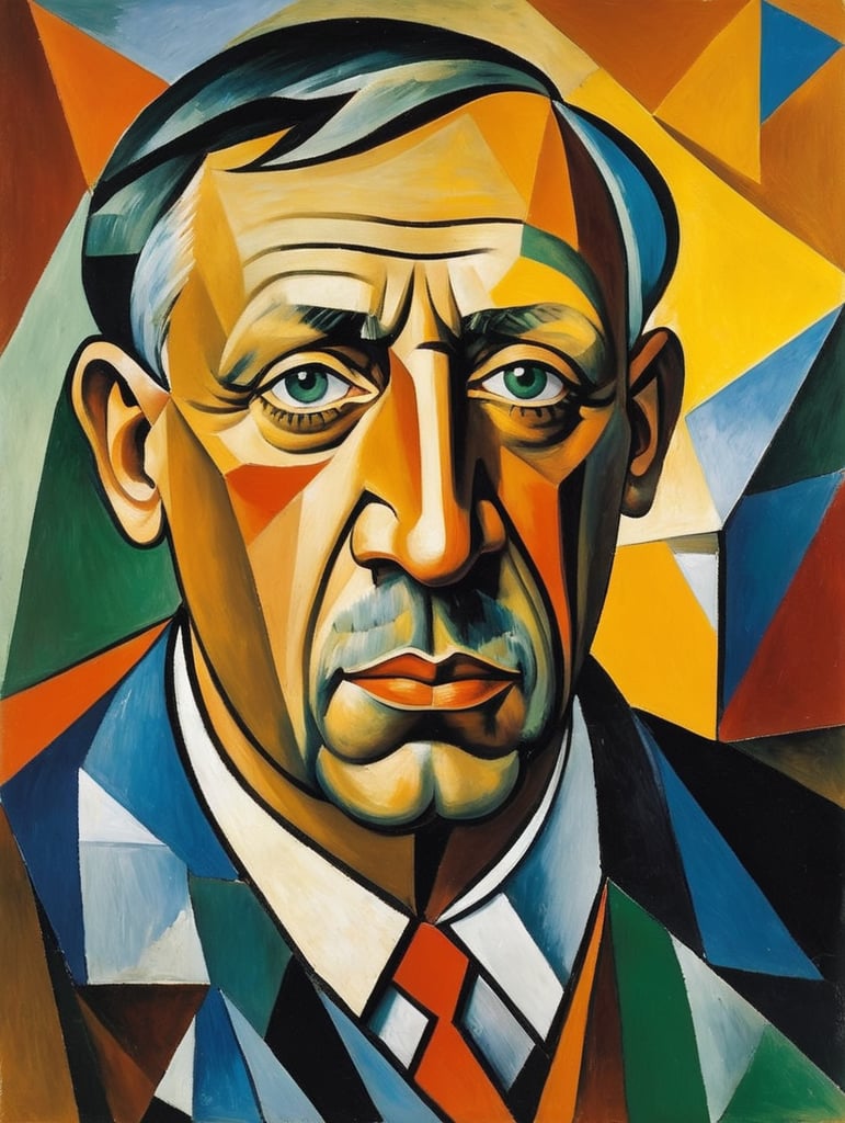 Premium Free ai Images | self portrait pf pablo picasso cubism