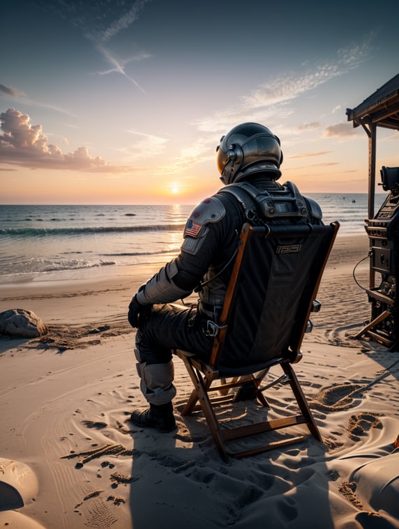 Premium Free ai Images | an astronaut sitting on beach chair on ...