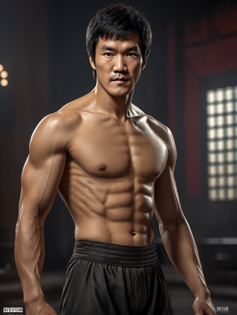 Premium Free ai Images | bruce lee standing looking at camera