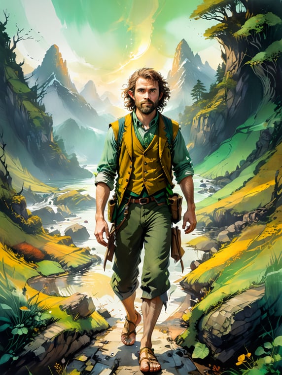 Premium Free ai Images | hobbit man halfling barefoot large hairy feet ...