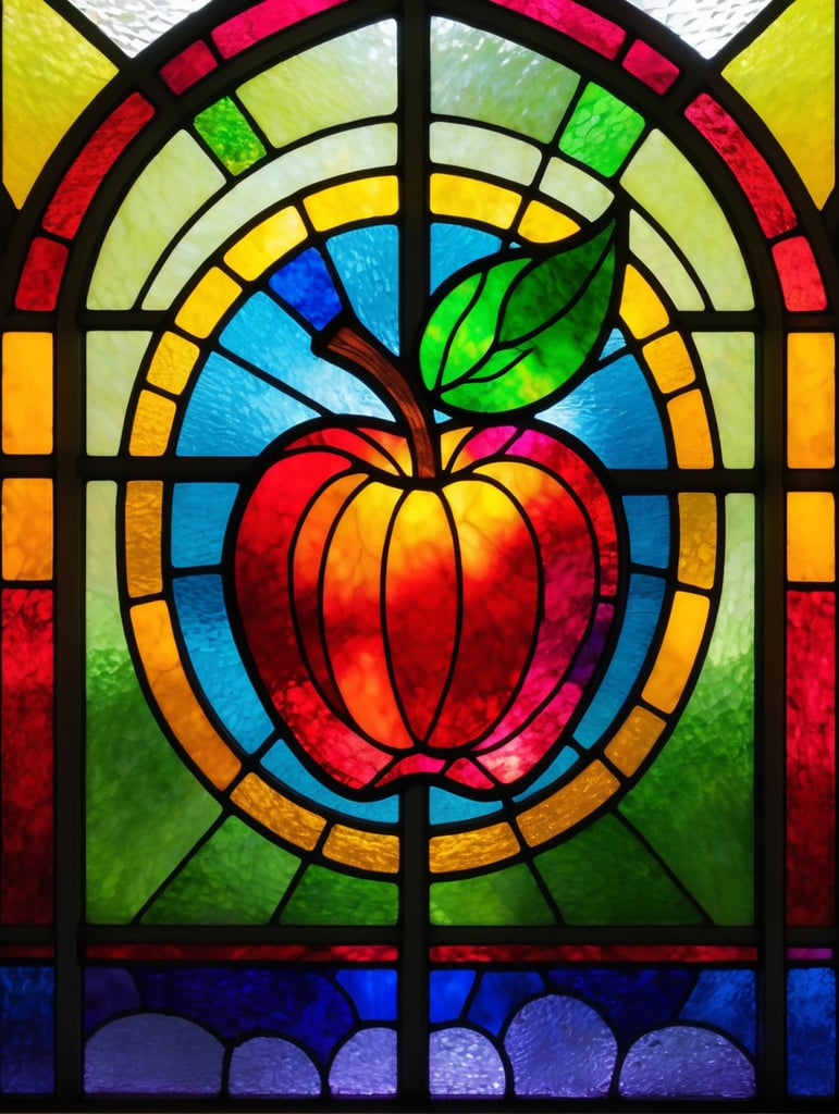 Premium Free ai Images | colorful stained window apple