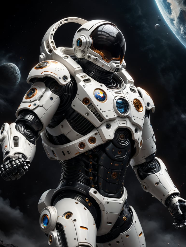 Premium Free ai Images | scifi robotic astronaut waves his arms in open ...