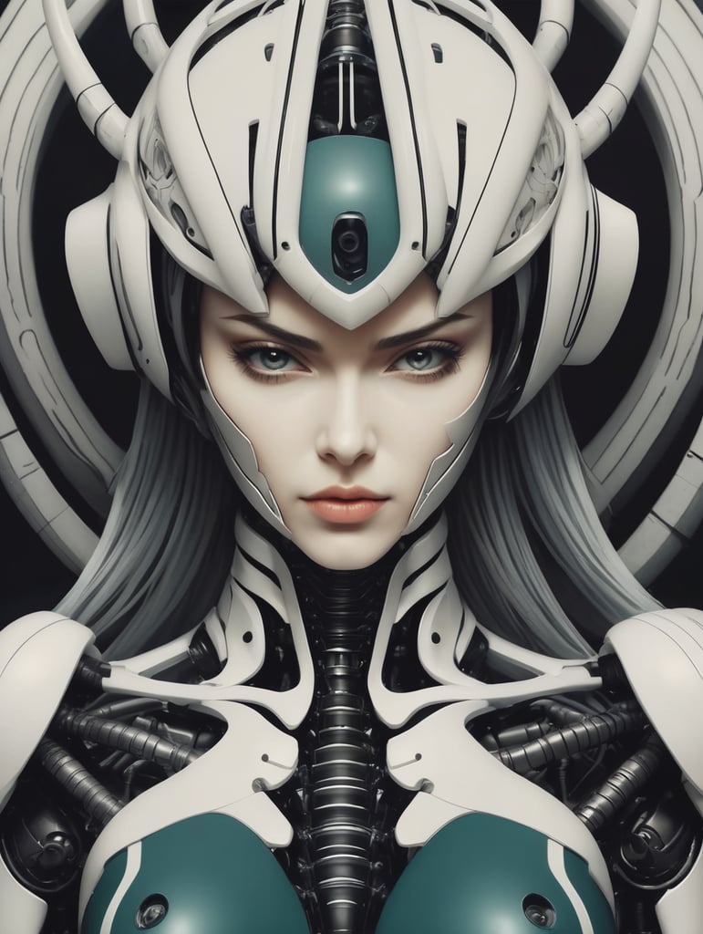 Premium Free ai Images | style evangelion robotic woman thick lines ...